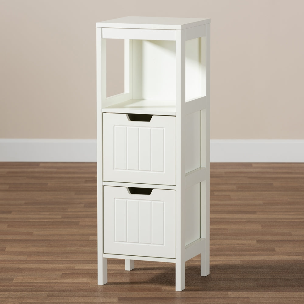 Reuben Cottage and Farmhouse White Finished 2-Drawer Wood Storage Cabi