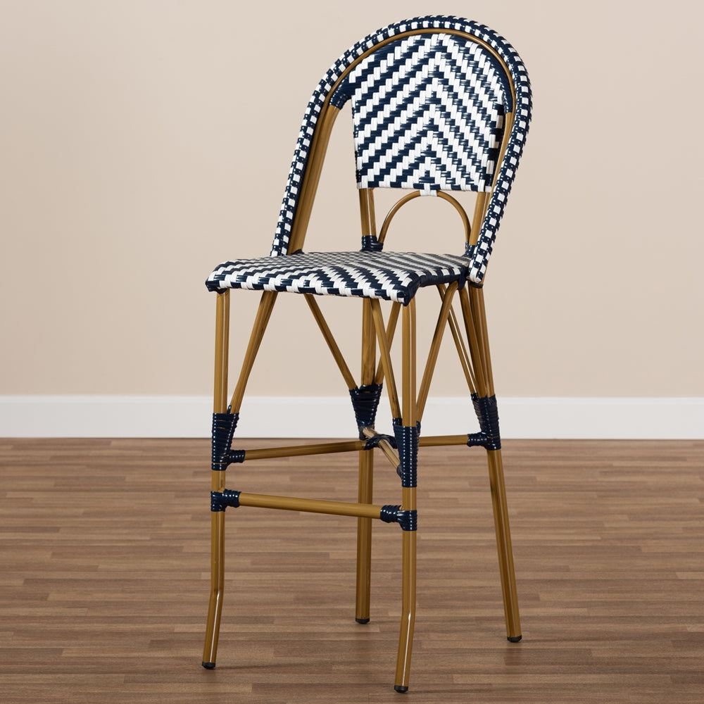 Buy White, Blue Bamboo Stackable Bistro Bar Stool Online | Skyline Decor