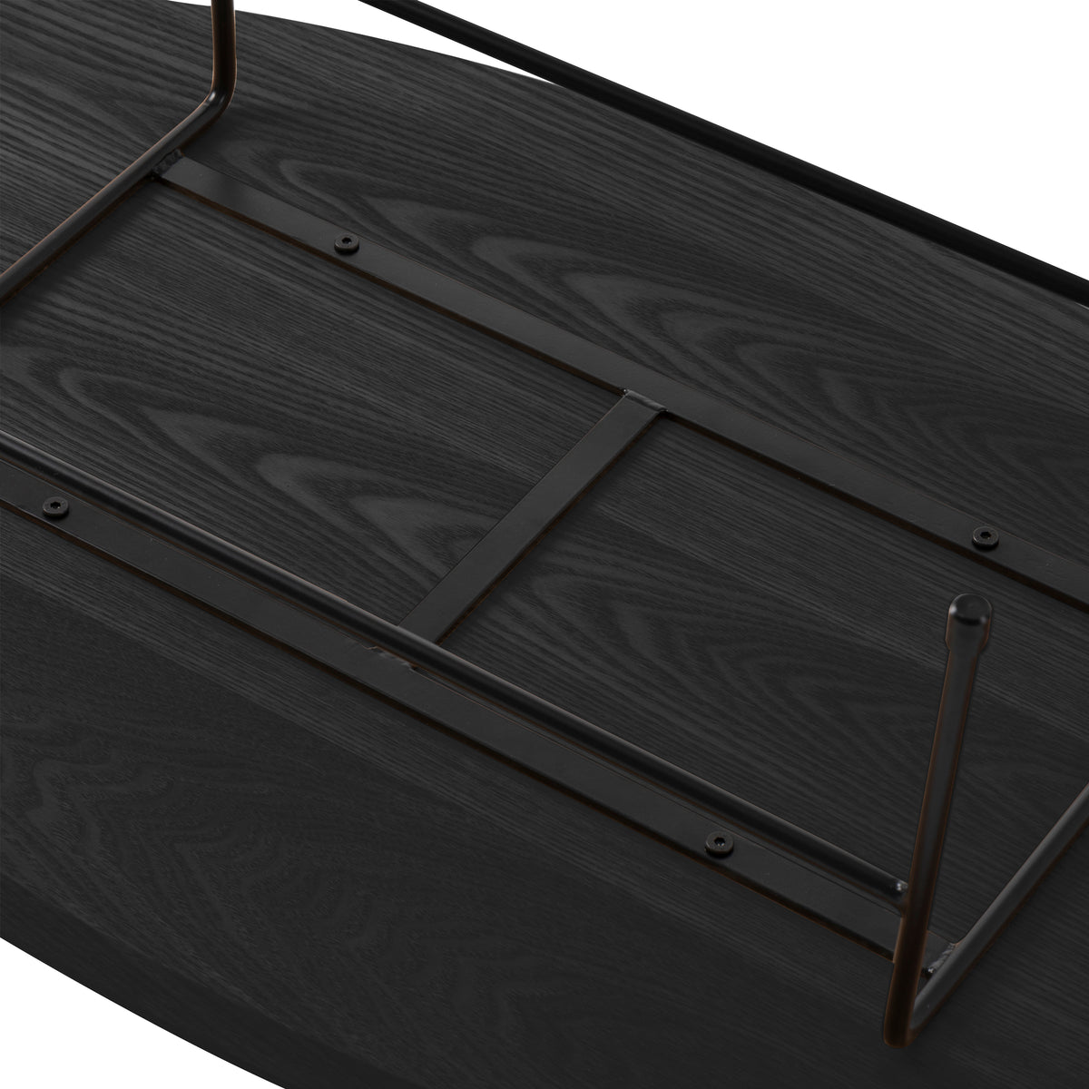 Rossmore Oval Coffee Table with Ash Veneer Top and Black Powder Coated
