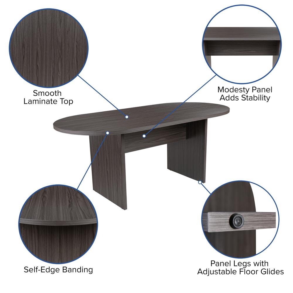 6 Foot (72 inch) Oval Conference Table in Rustic Gray