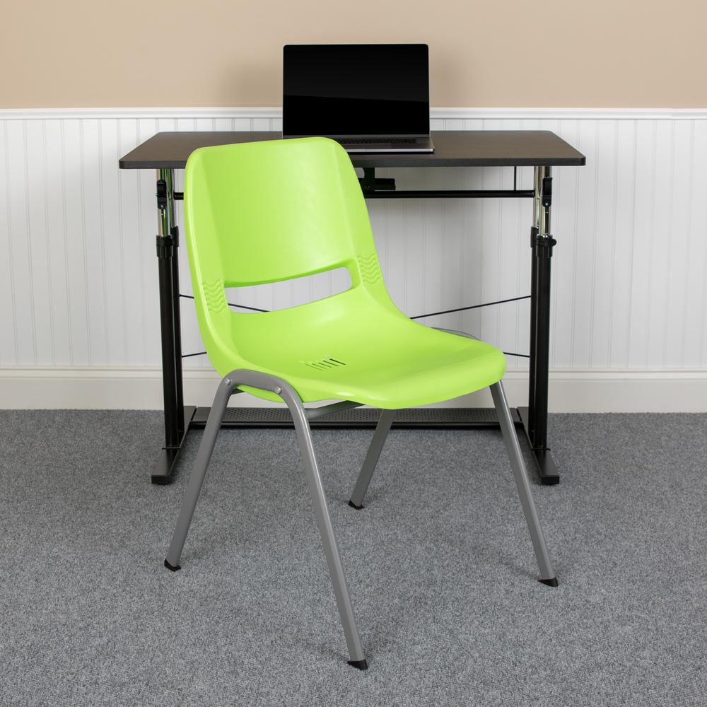 HERCULES Series 880 lb. Capacity Green Ergonomic Shell Stack Chair wit