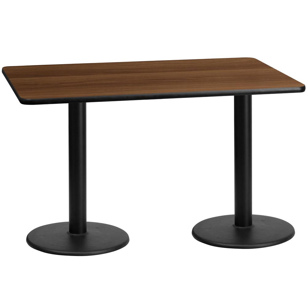 30'' x 60'' Rectangular Walnut Table Top with 18'' Round Table Height