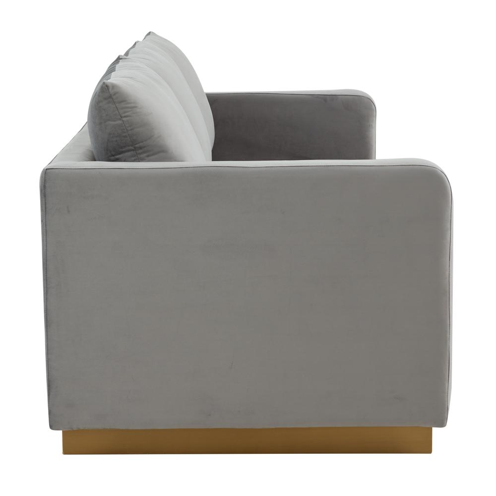 Nervo Modern Midcentury Upholstered Velvet Sofa with Gold Frame