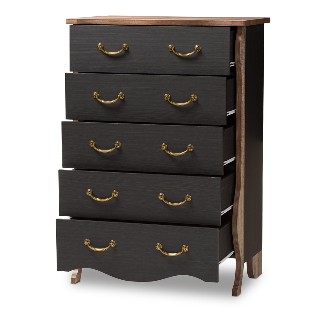 Skyline Decor-Romilly Country Cottage Farmhouse Black and Oak-Finished ...