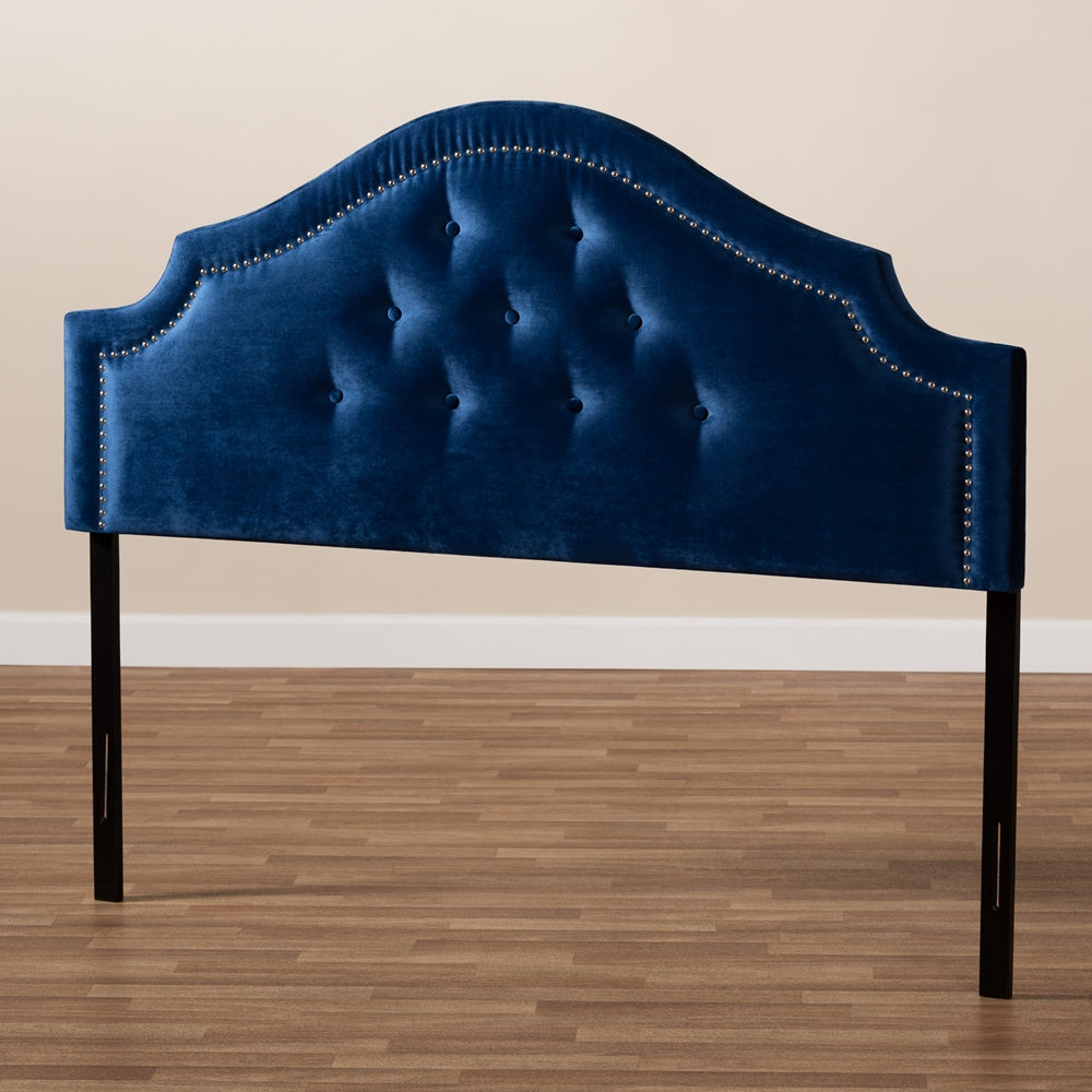Cora Royal Blue Velvet Fabric Upholstered Full Size Headboard