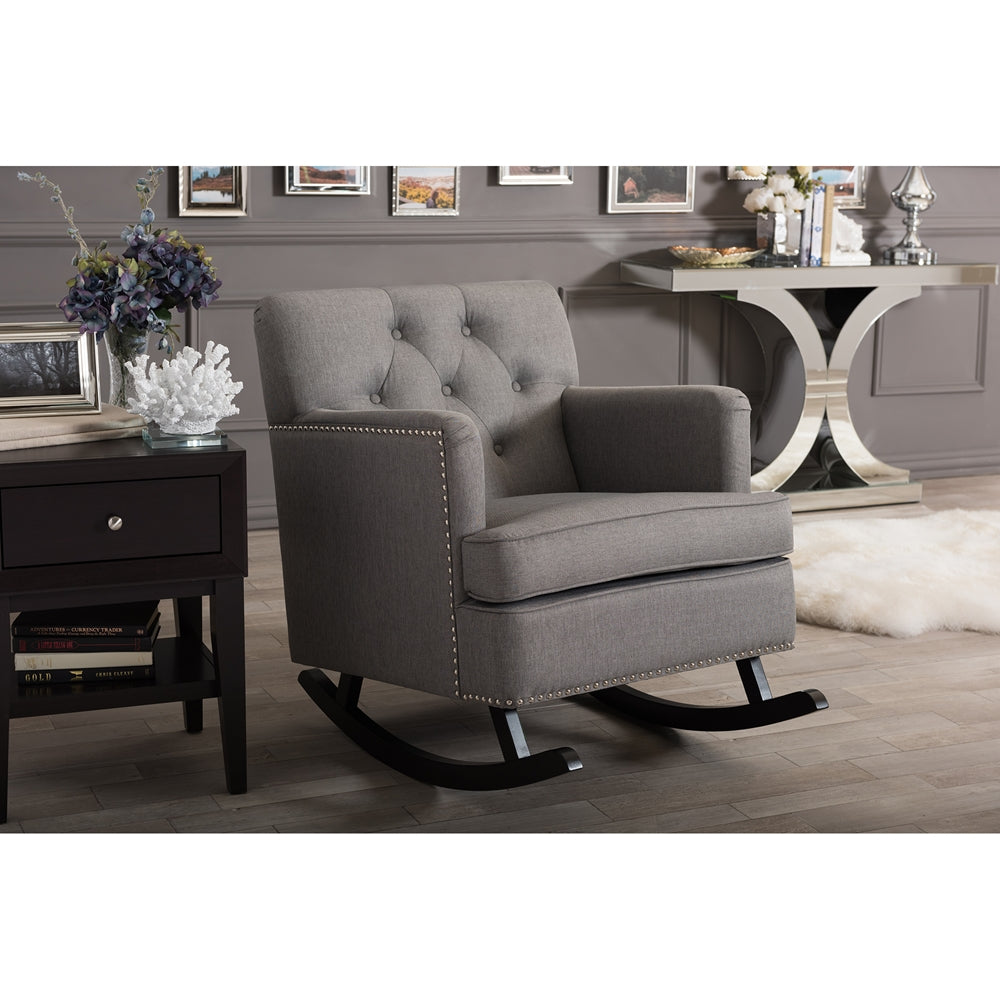 Skyline Decor-Bethany Modern Grey Fabric Upholstered Button-tufted ...