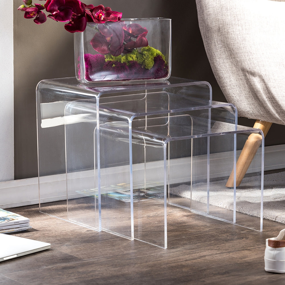 Skyline Decor-Acrylic Nesting Table 3-Pc Table Set Display Stands