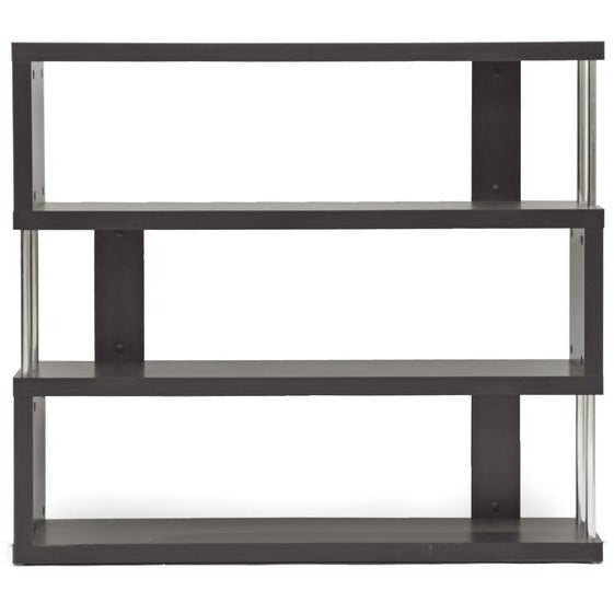Skyline Decor-Barnes Dark Brown Three-Shelf Modern Bookcase