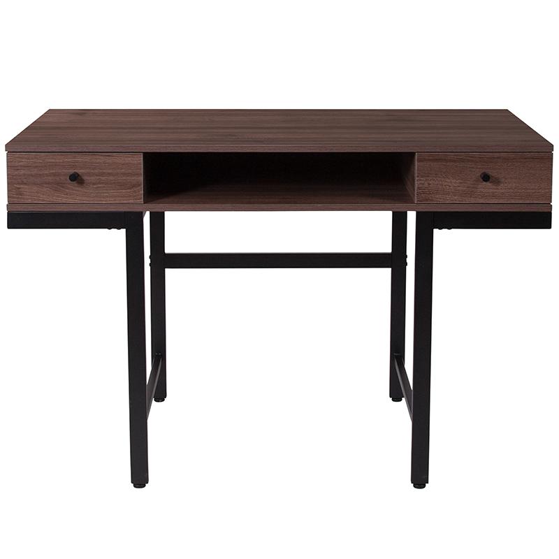 Bartlett Dark Ash Wood Grain Finish Computer Desk with Drawers and Bla